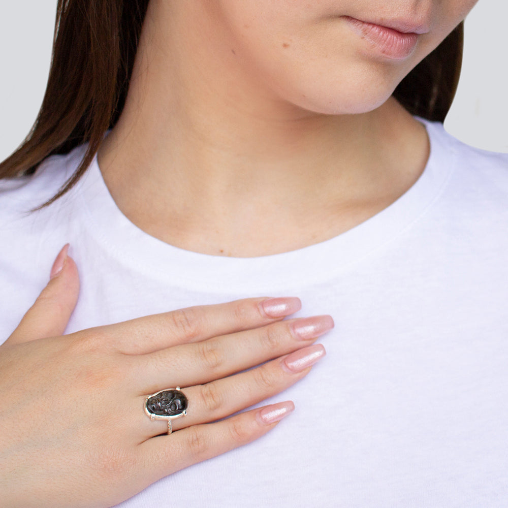 Gold Sheen Obsidian Skull Ring | Made In Earth AU