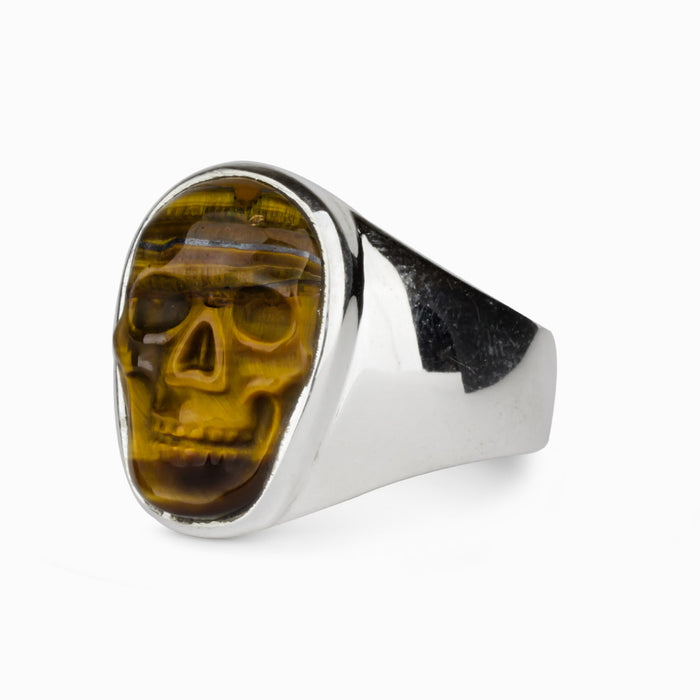 Tiger Eye Skull Mens Ring | Made In Earth AU